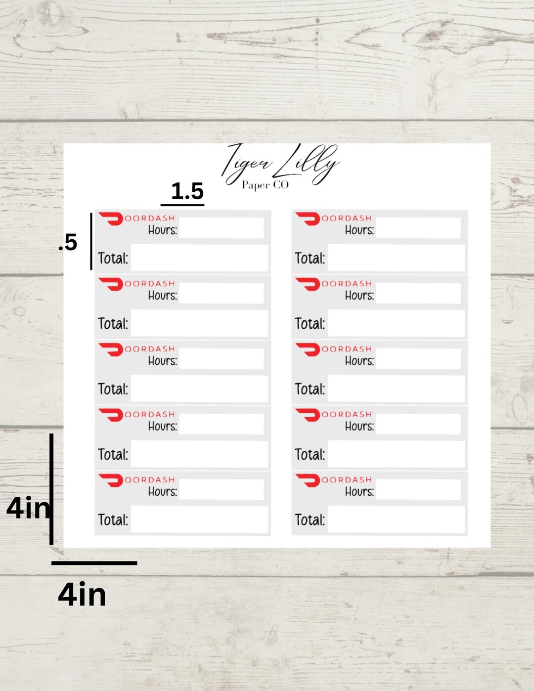 Door Dash Daily Income Tracker Sticker Sheet - Etsy