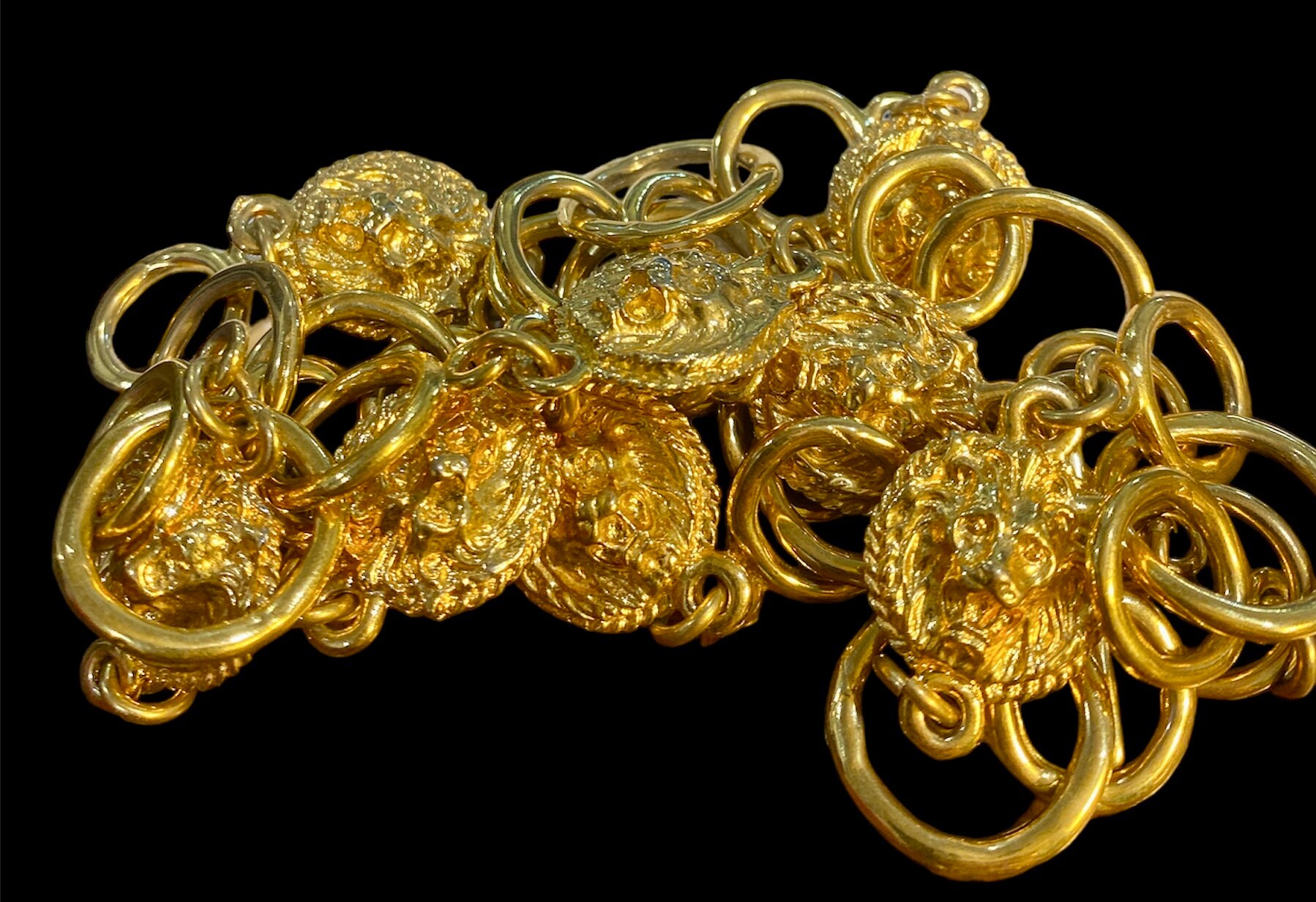 Vintage 80s Lion Head Link Necklace/belt 32leo Gold - Etsy