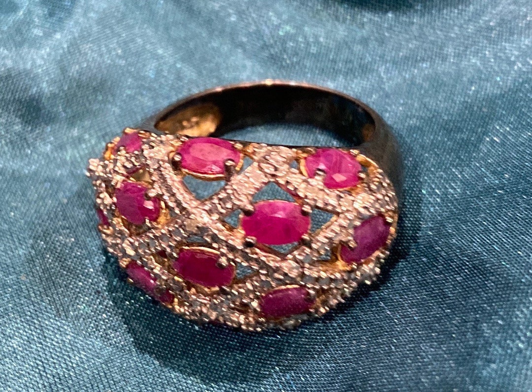 Vintage Estate Ruby Ring Size 6 1/2 Silver - Etsy