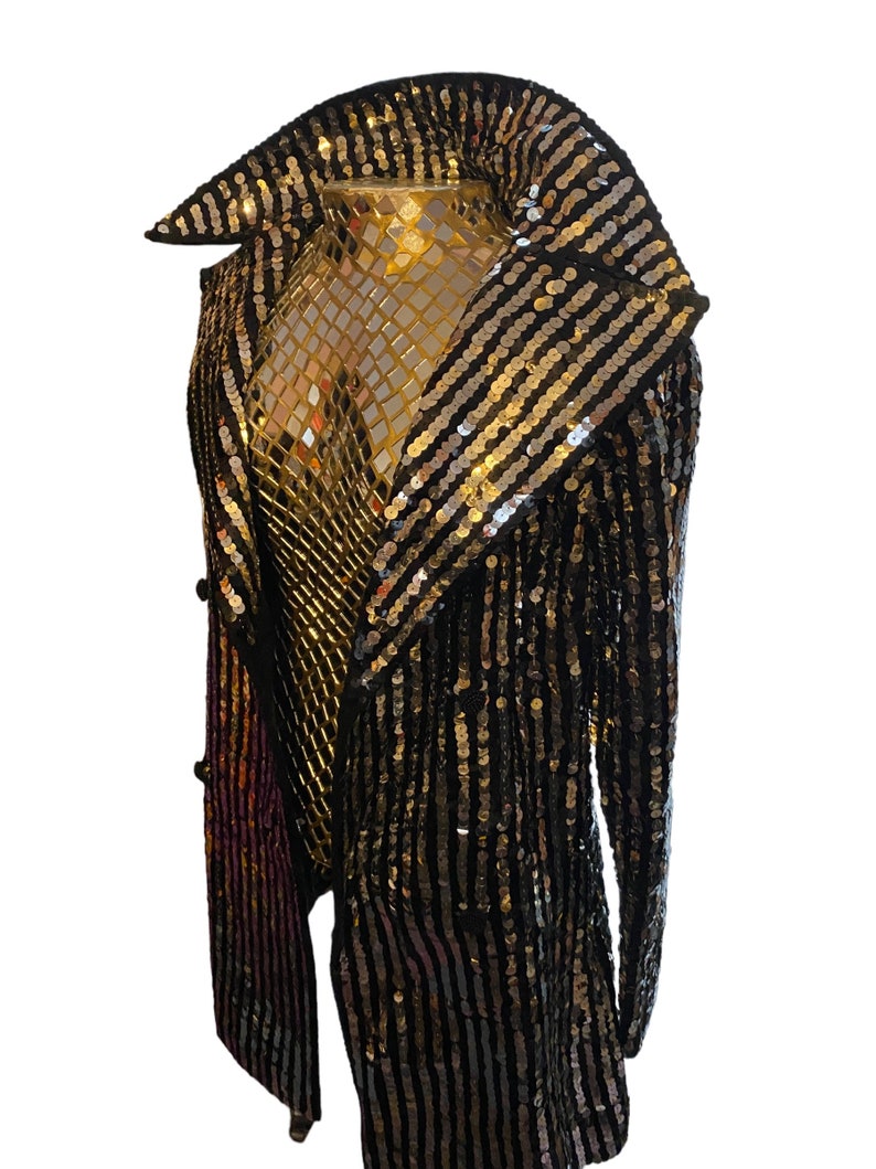 Vintage 70s Designer Italian Sequins Silver and Black Fabulous Disco ...