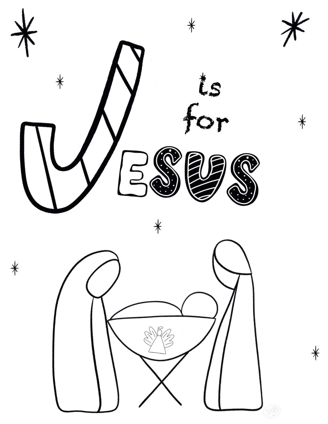 Nativity Christmas Printables, Jesus Coloring Sheets, Baby Jesus in a ...