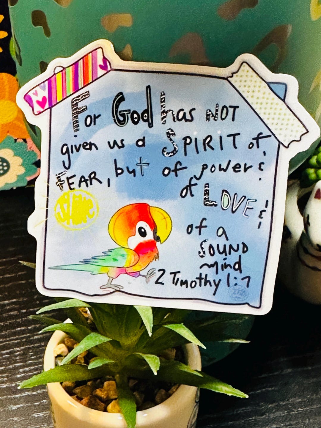 Faith Scripture Kawaii Parrot Sticker, 2 Timothy Bible Verse - Etsy