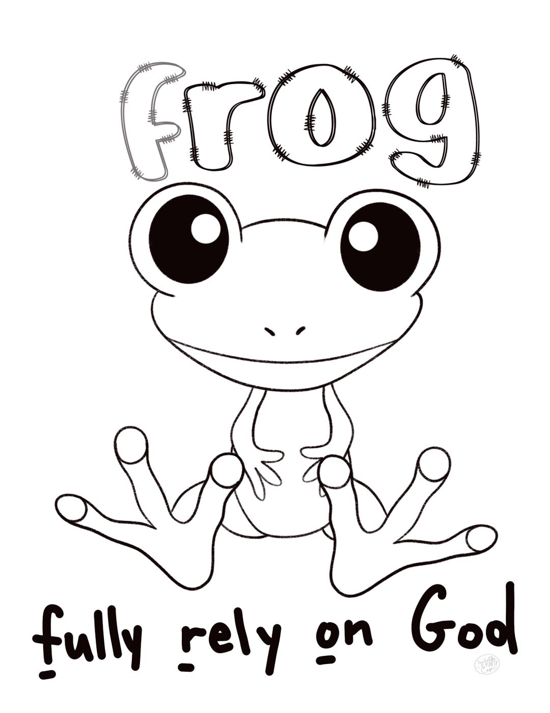 Frog Coloring Page: Fully Rely on God Printable (digital Download) - Etsy