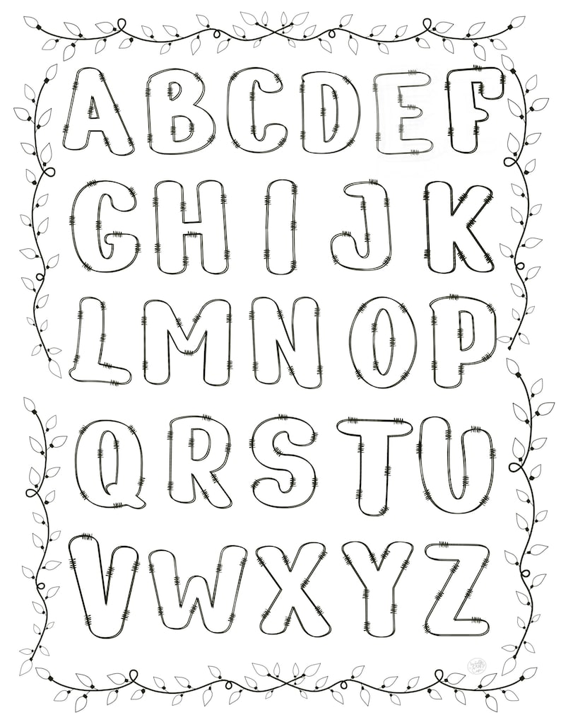 Holiday Alphabet Coloring Sheet, Candy Cane ABC, Christmas Lights ...