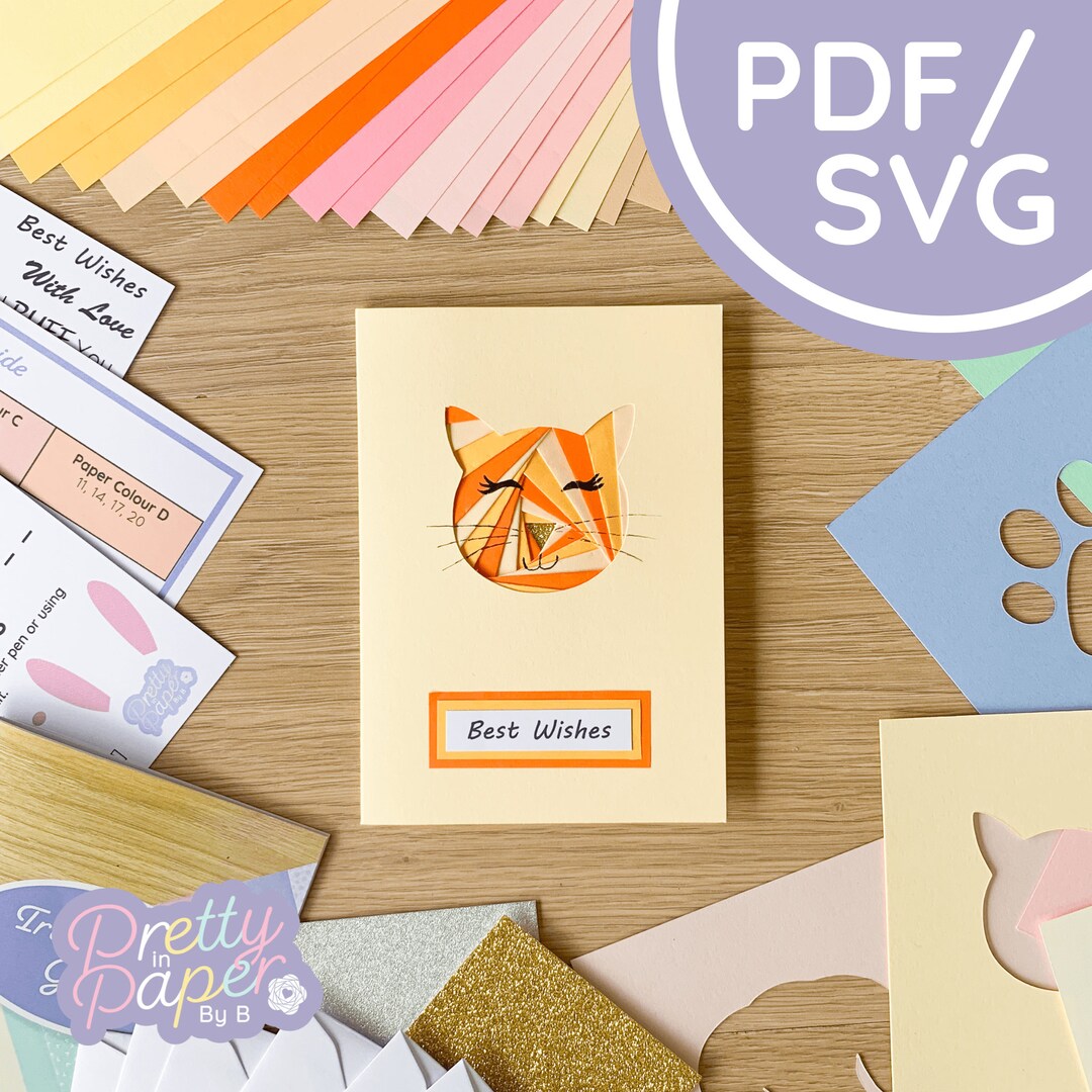 Cat Mini Iris Folding Pattern PDF & SVG | Kitty Beginner Iris Folding ...