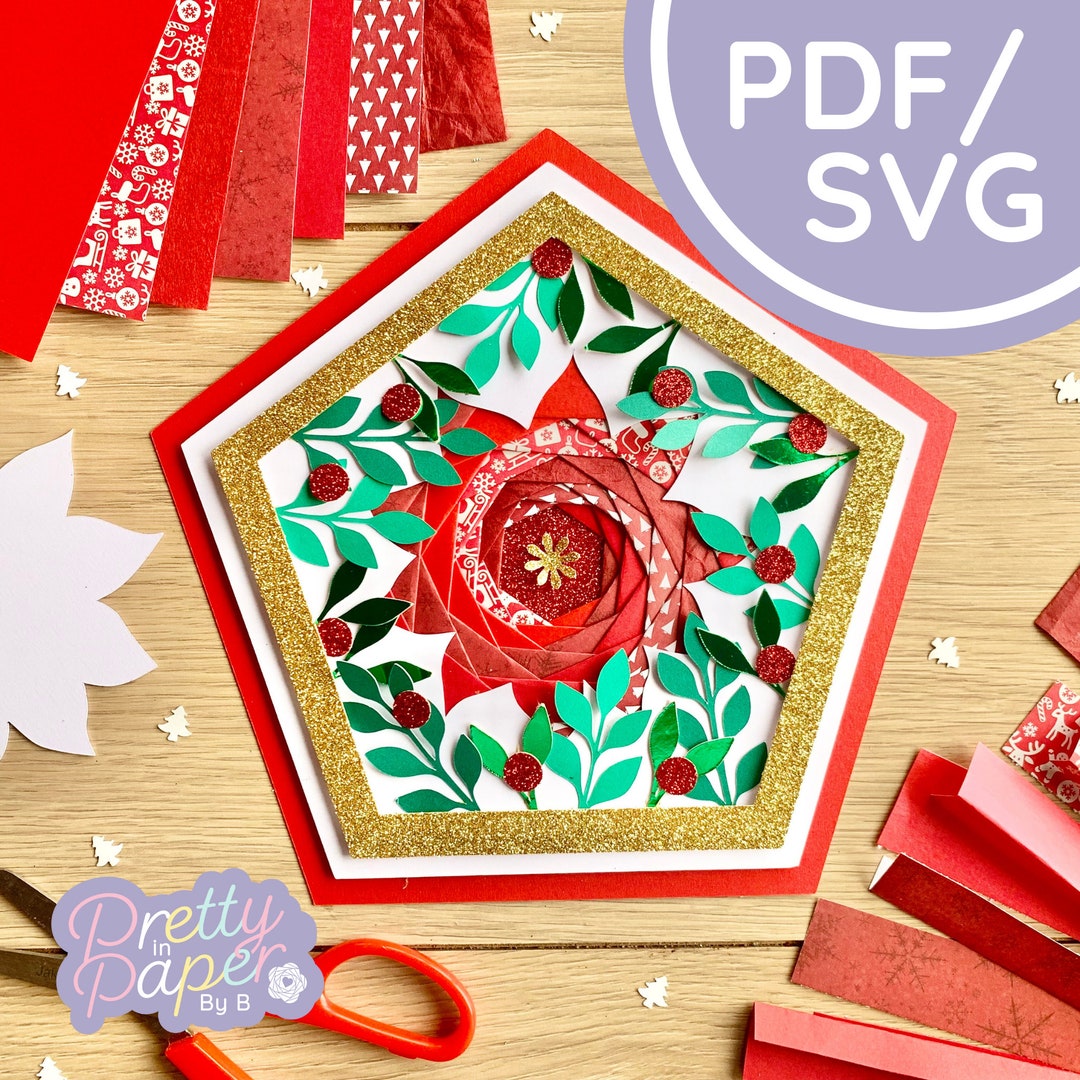 Poinsettia Iris Folding Pattern PDF & SVG | Christmas Flower Iris ...