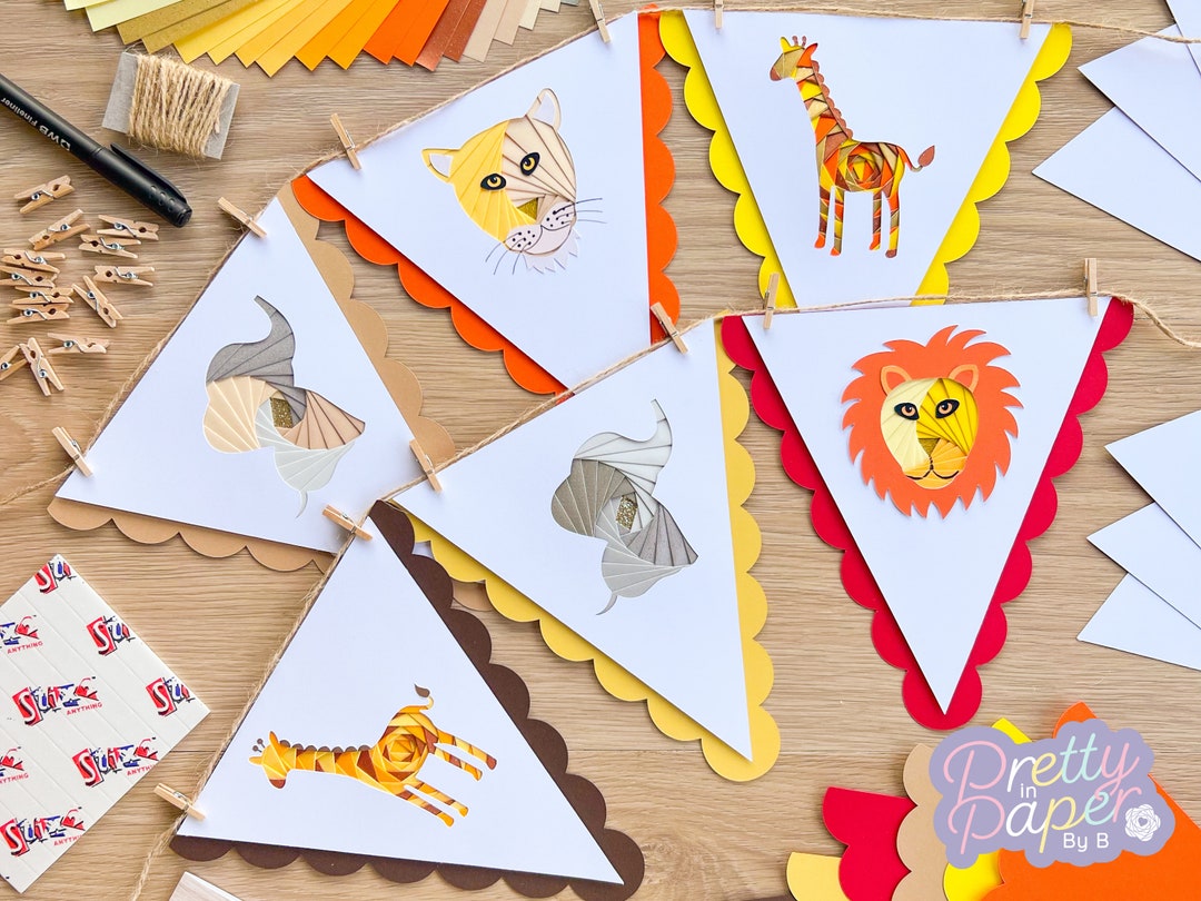 Safari Animal Bunting Craft Kit Craft Activity Iris Folding Craft Kit ...