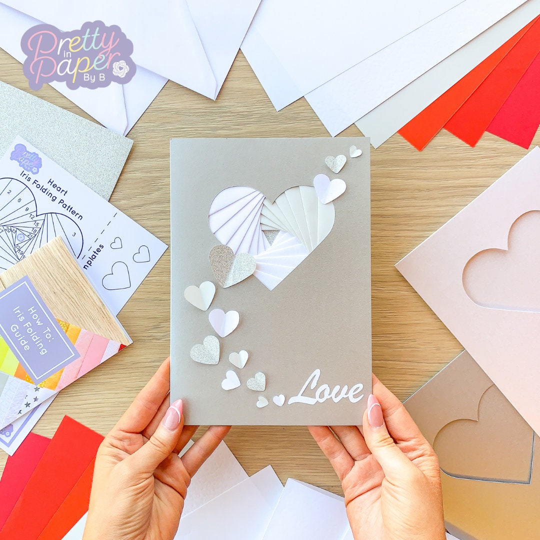 Card Making Kit Love Heart Craft Kit Beginners Iris Folding - Etsy