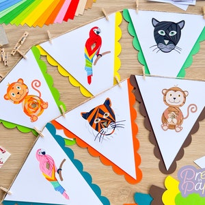 Jungle Animal Bunting Craft Kit Iris Folding Craft Activity Tiger ...