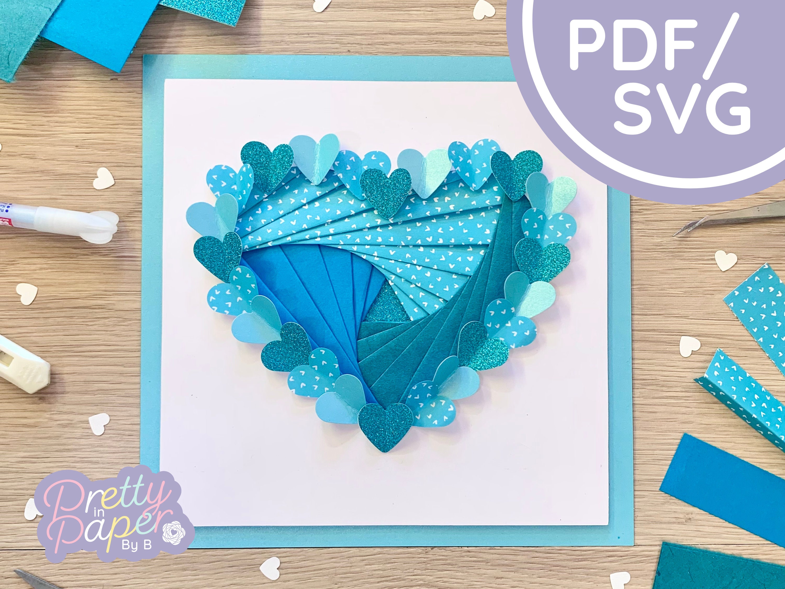 Patrón de plegado de iris grande del corazón PDF & SVG / - Etsy México