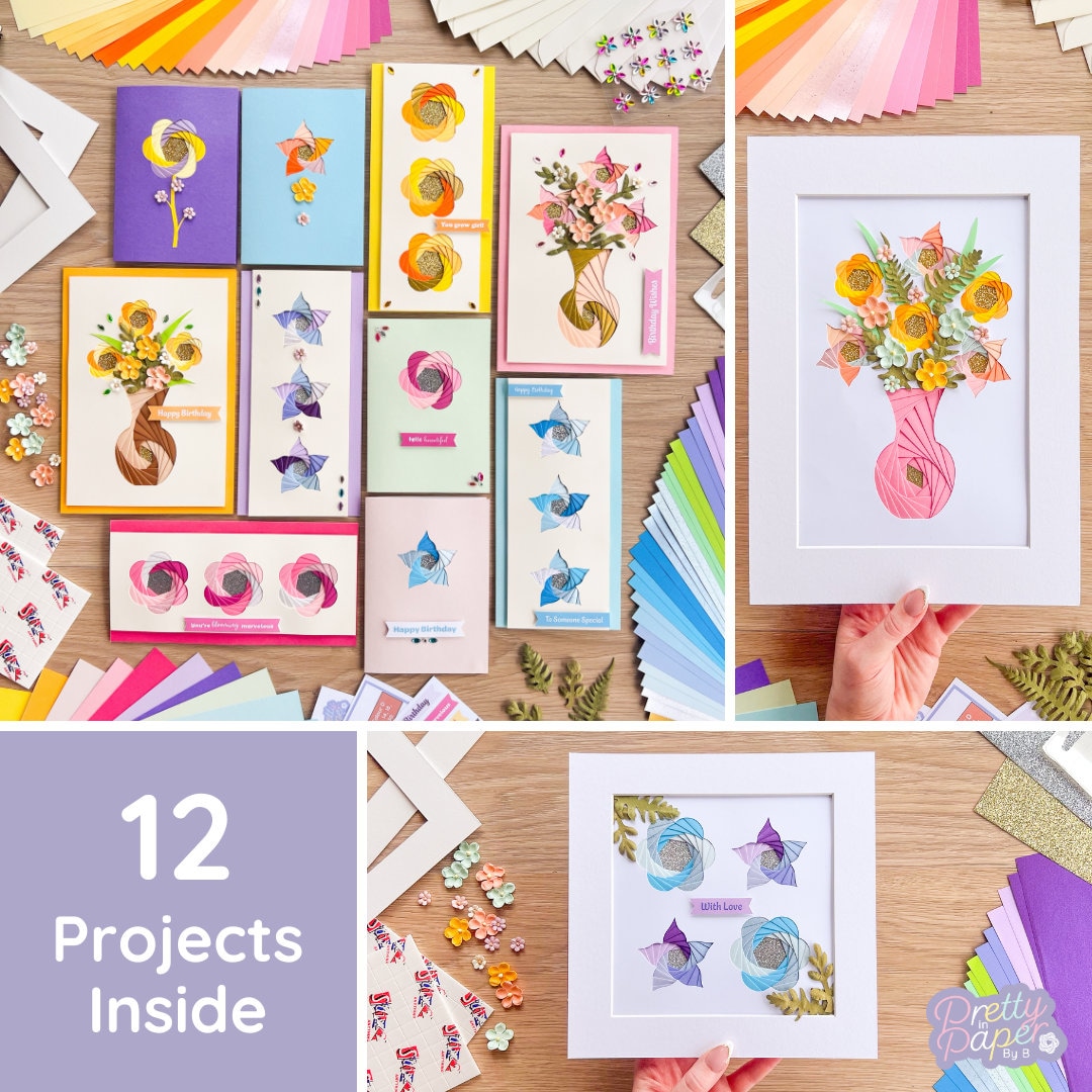 Flower Bouquet Craft Project Kit | Iris Folding Card Making and Wall ...