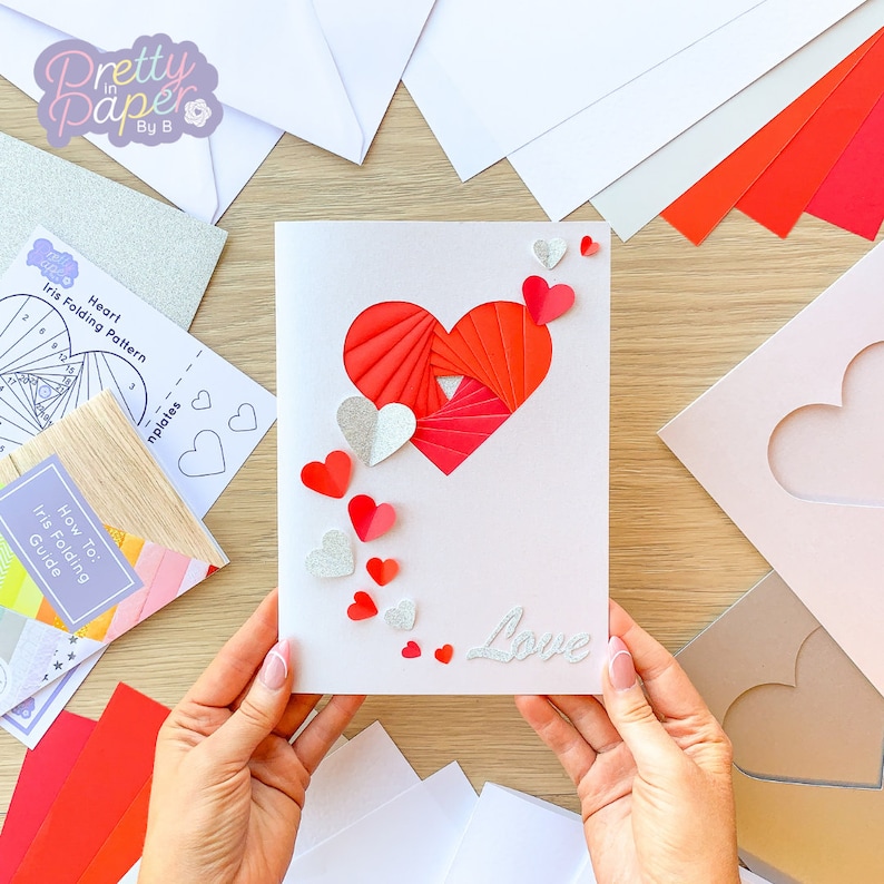 Card Making Kit Love Heart Craft Kit Beginners Iris Folding - Etsy