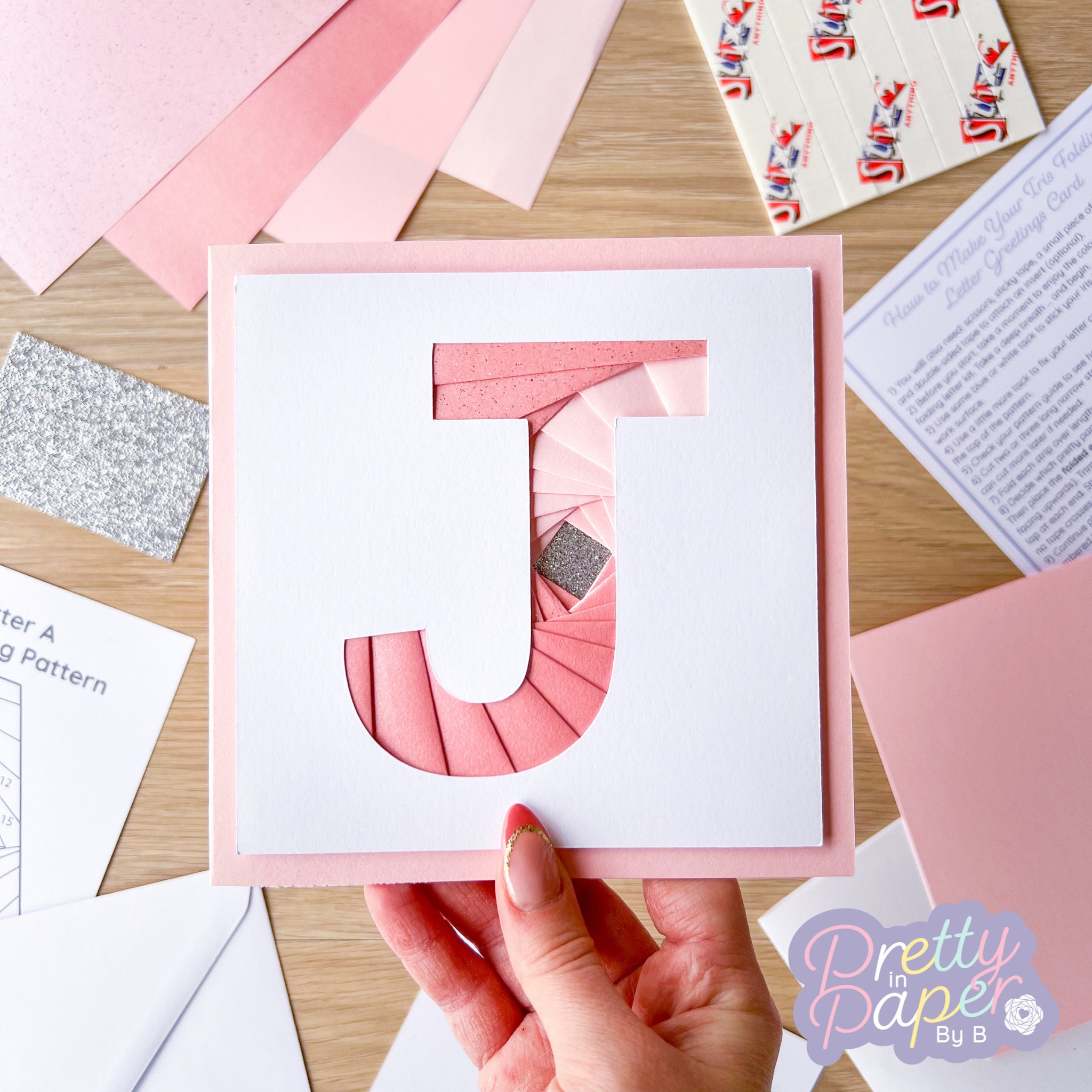 Card Making Kit Alphabet Letter J | Iris Folding Card Kit | Initial ...
