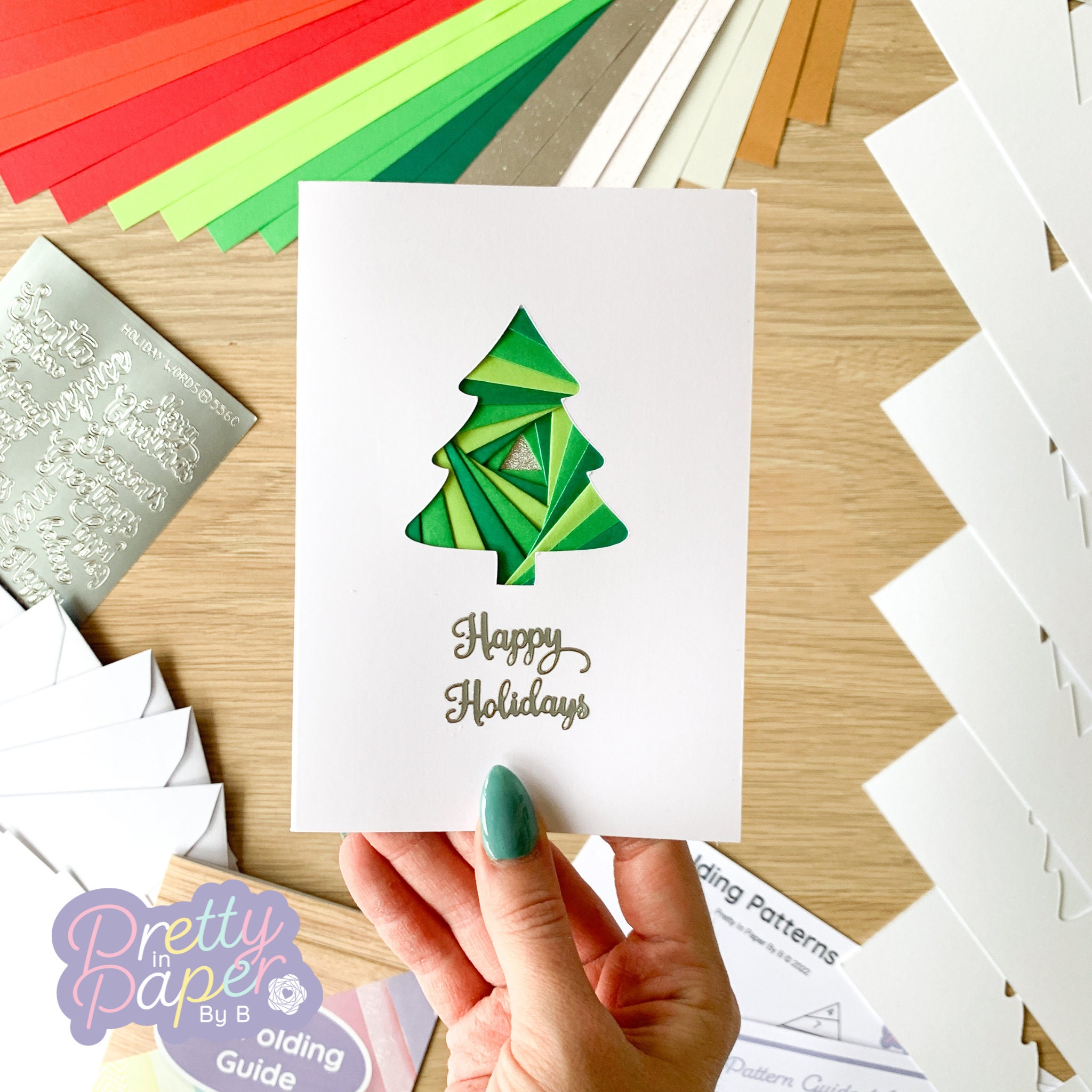 Stylised Christmas Tree Iris Folding Pattern PDF & SVG | Mini Christmas ...