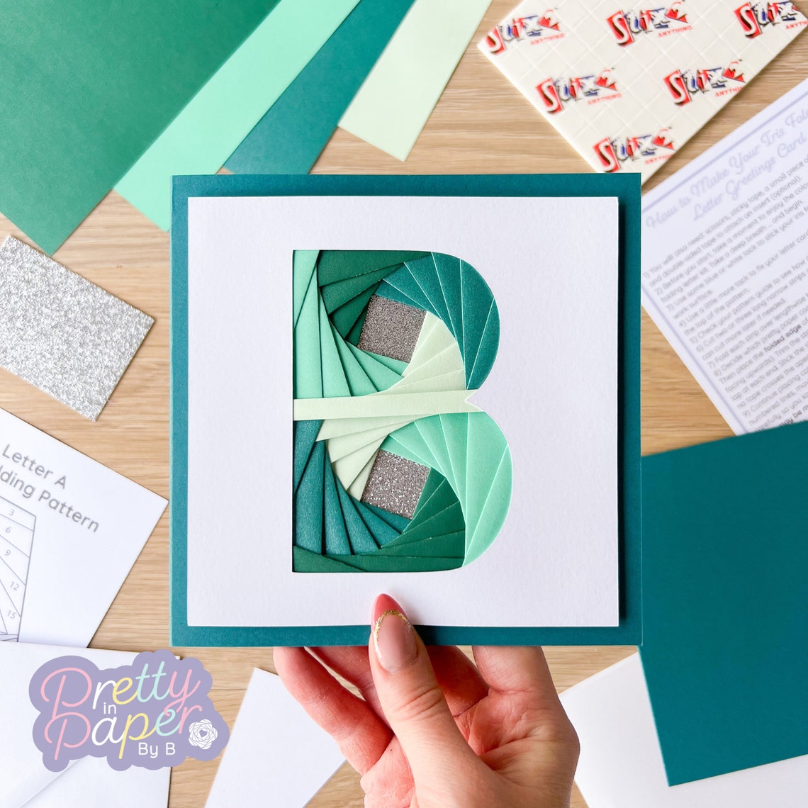 Card Making Kit Alphabet Letter B | Iris Folding Card Kit | Initial ...