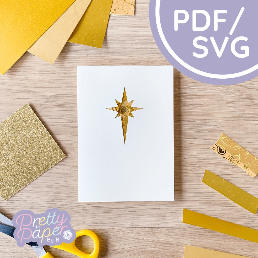 Christmas Star Iris Folding Pattern Mini PDF & SVG | Xmas Iris Folding ...