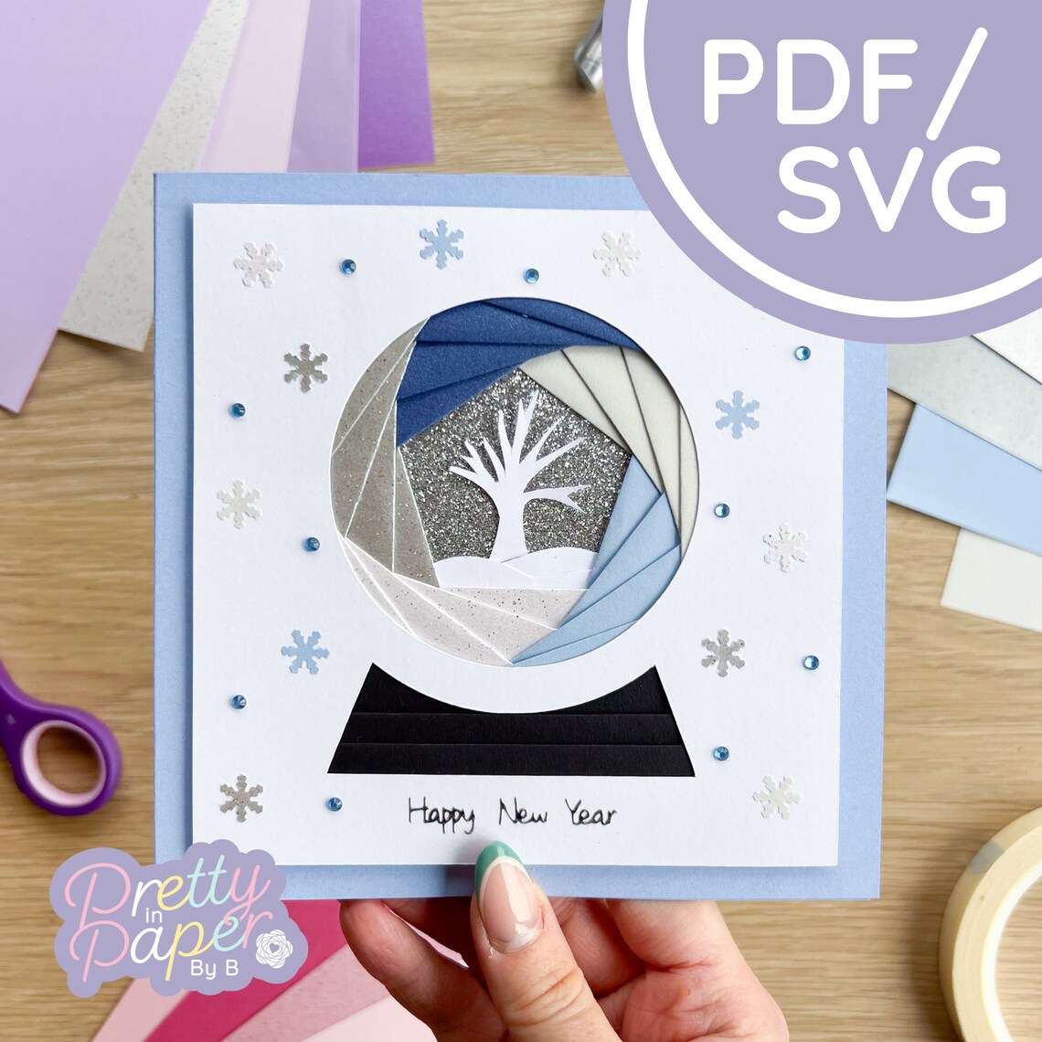 Snow Globe Iris Folding Pattern PDF & SVG | Beginner Template Download ...