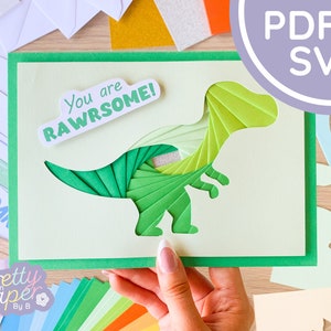 Dinosaur Iris Folding Pattern PDF & SVG T Rex Intermediate - Etsy