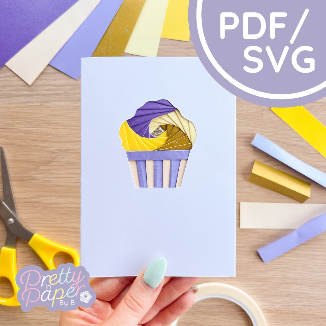 Cupcake Mini Iris Folding Pattern PDF & SVG | Beginner Cake Printable Download | Cut File | Card ...