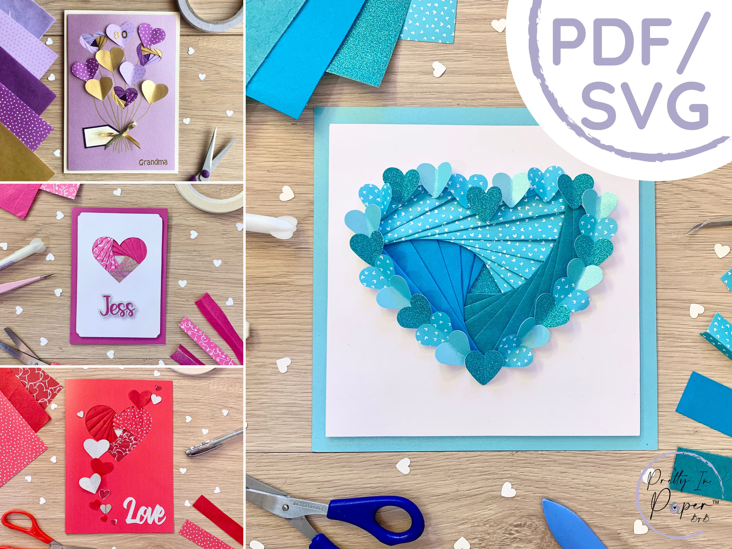 Heart Iris Folding Pattern Bundle PDF SVG 4x Love Heart | Etsy