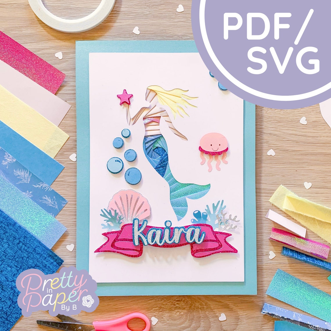 Mermaid Iris Folding Pattern PDF SVG | Magical Iris Folding Pattern ...