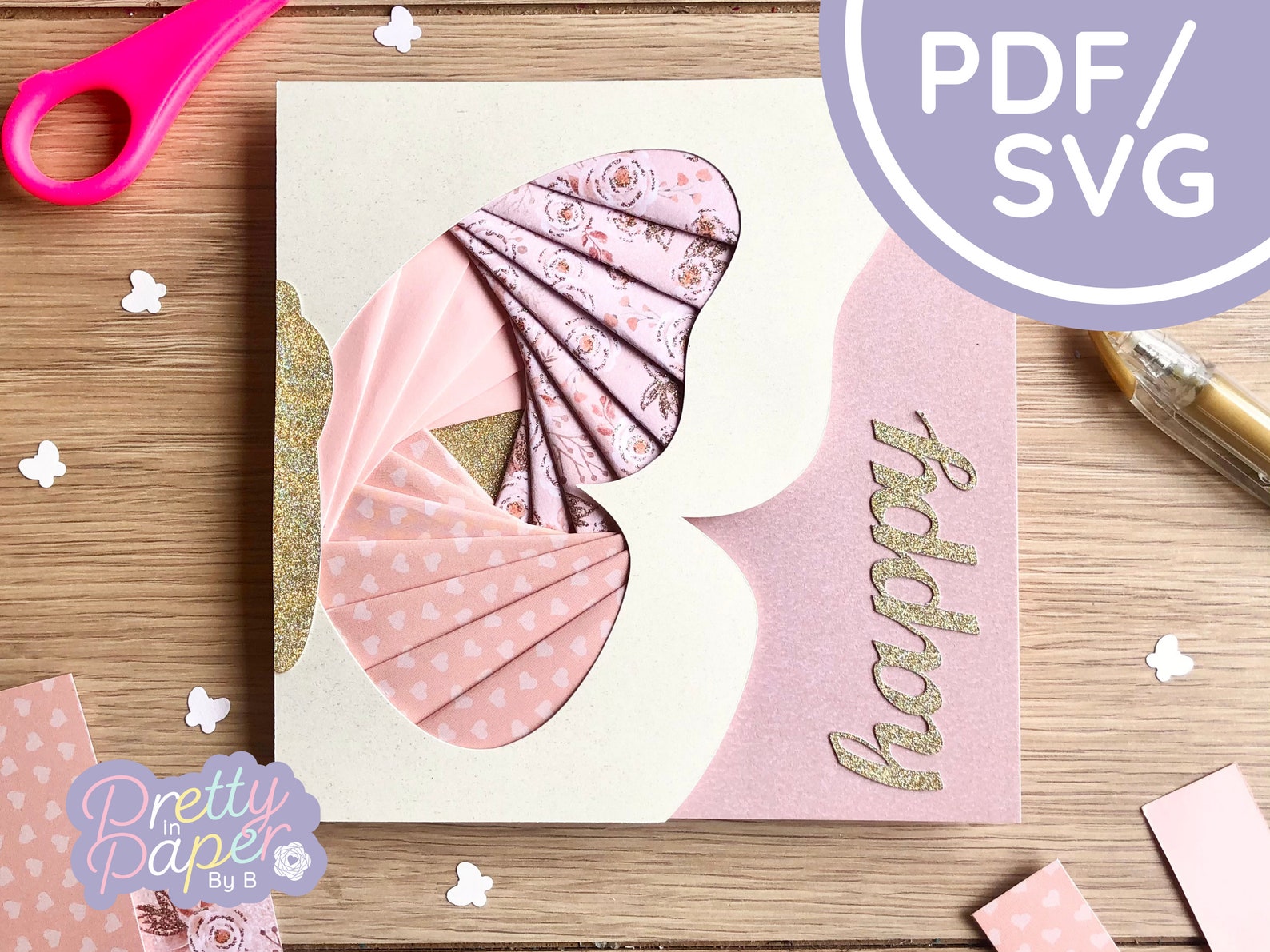 Butterfly Wing Iris Folding Pattern PDF & SVG Half Butterfly - Etsy