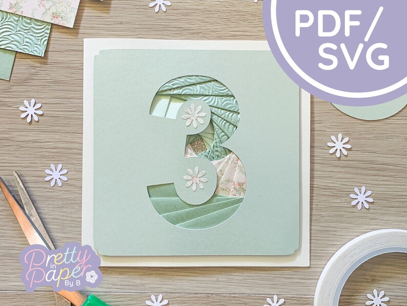 Number 3 Iris Folding Pattern PDF SVG Three Iris Folding - Etsy