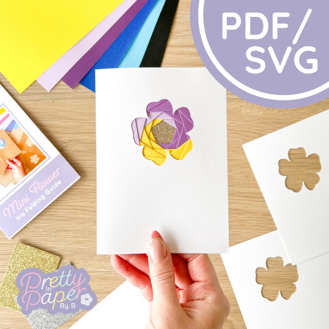 Pansy Iris Folding Pattern Template Mini PDF & SVG | Beginner Printable ...
