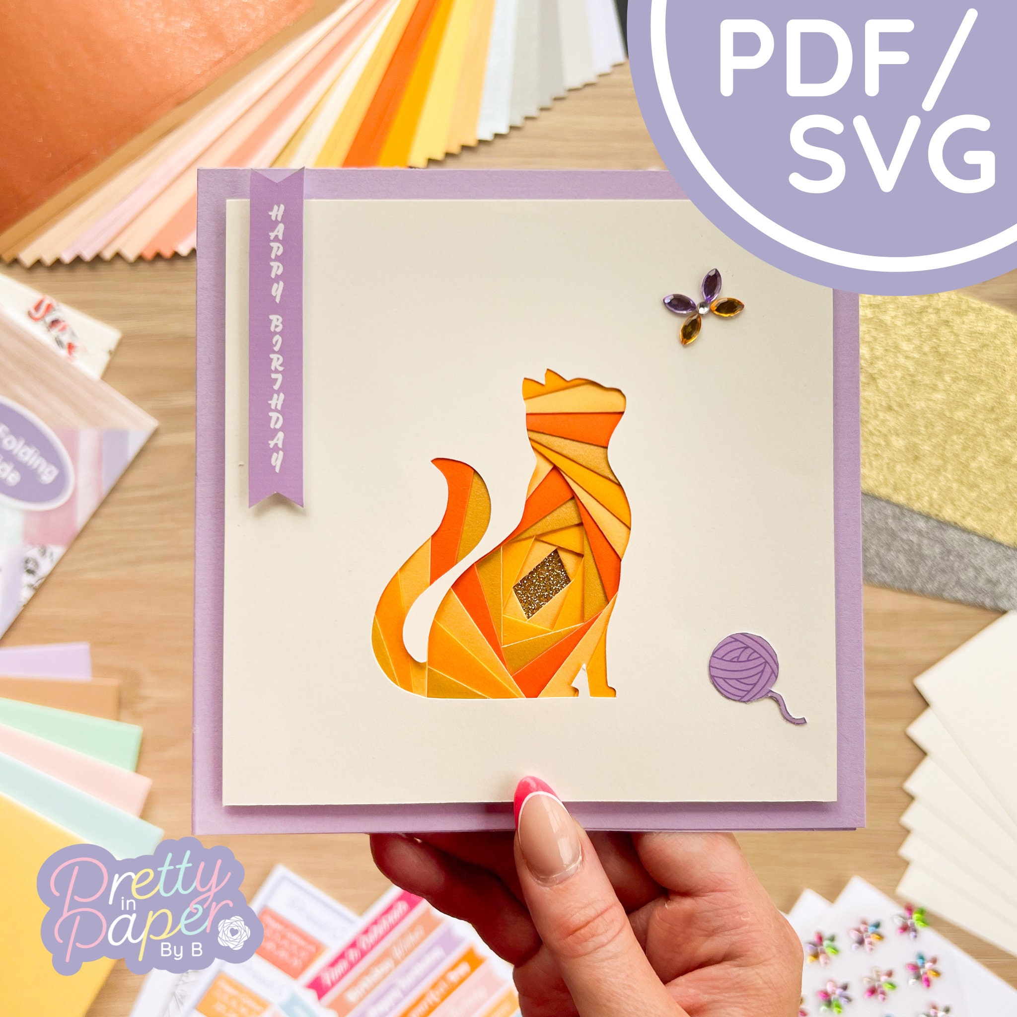 Proud Cat Iris Folding Pattern PDF & SVG | Kitten Intermediate Iris ...