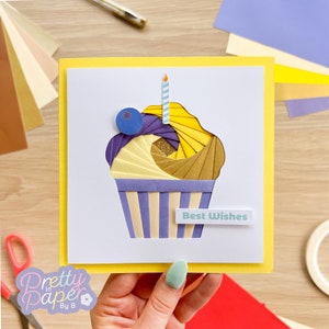 Cupcake Iris Folding Pattern PDF & SVG | Beginner Cake Template Download | Cut File | Card ...