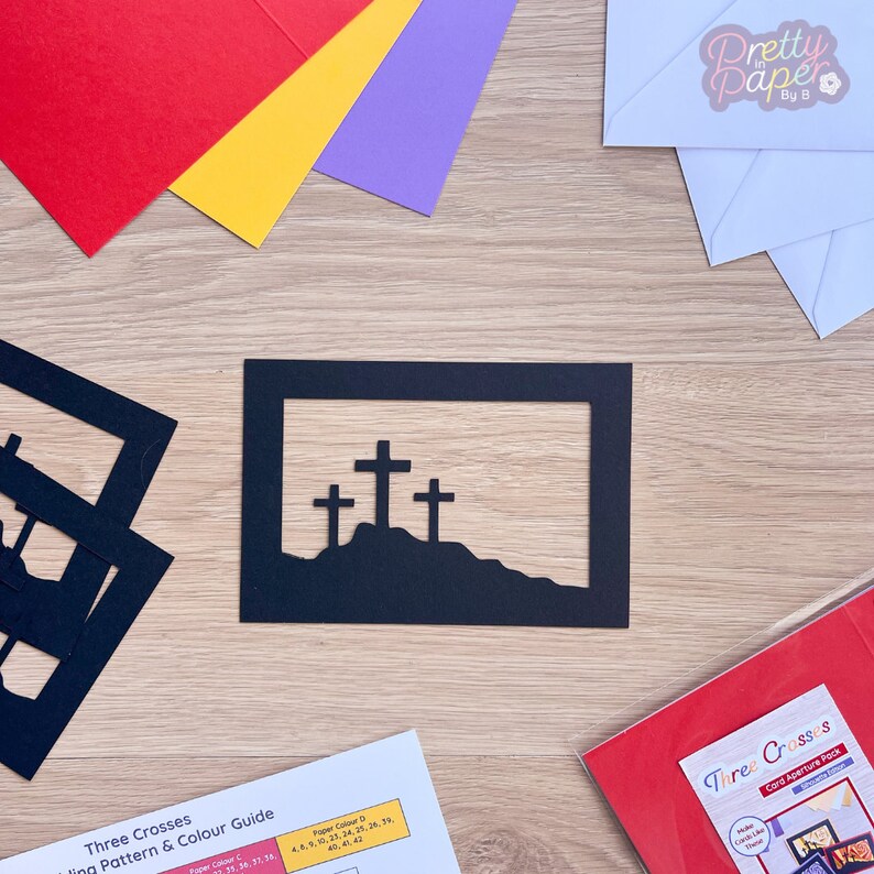 Three Crosses Silhouette Aperture Cards (pack of 3) | 3 X White ...