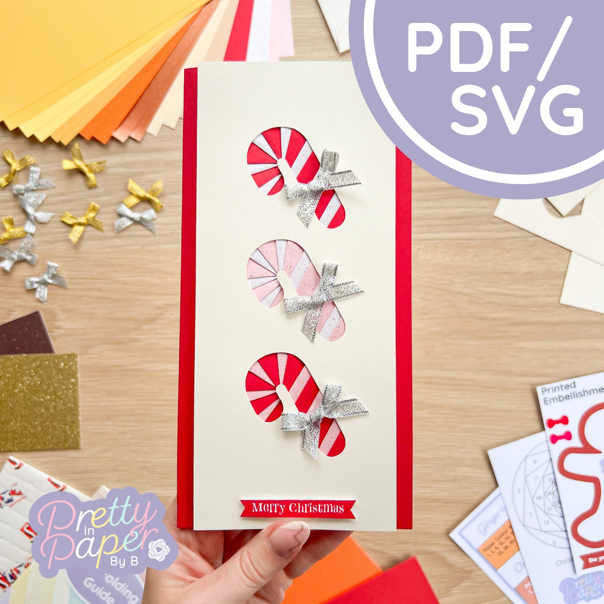 Candy Cane Iris Folding Pattern Template | Christmas Beginner Printable ...