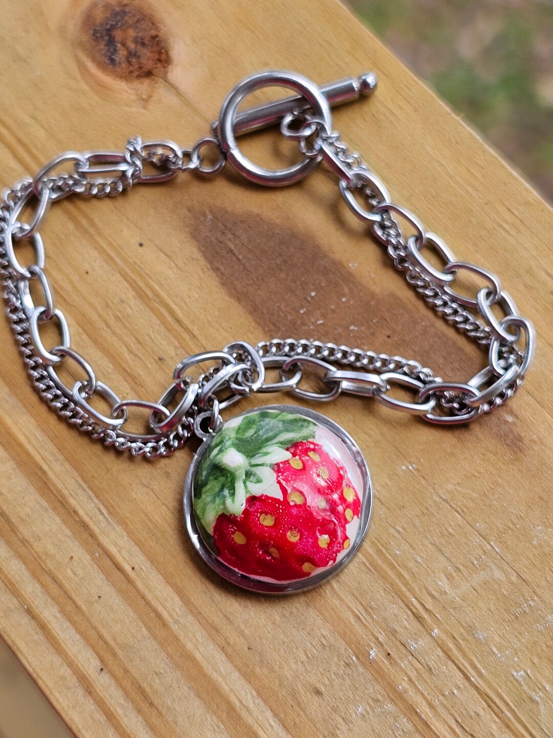 Strawberry Cottagecore Dangle Bracelet - Etsy