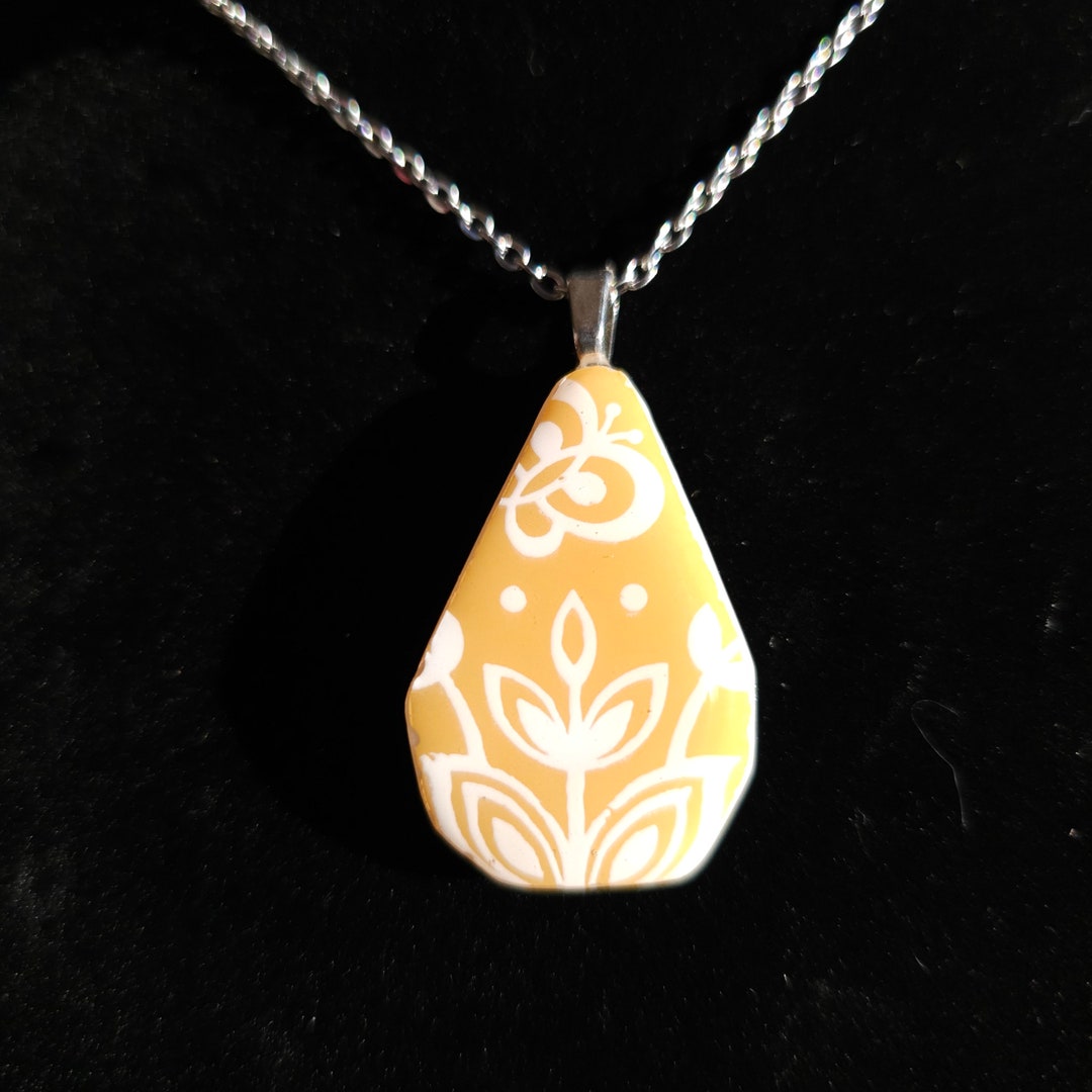 Butterfly Gold Geometric Teardrop Flower Necklace - Etsy