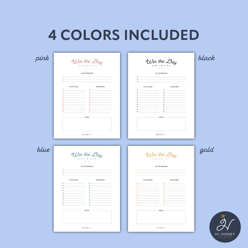 Win the Day, Motivational to Do List Printable, Tasks List Organizer ...