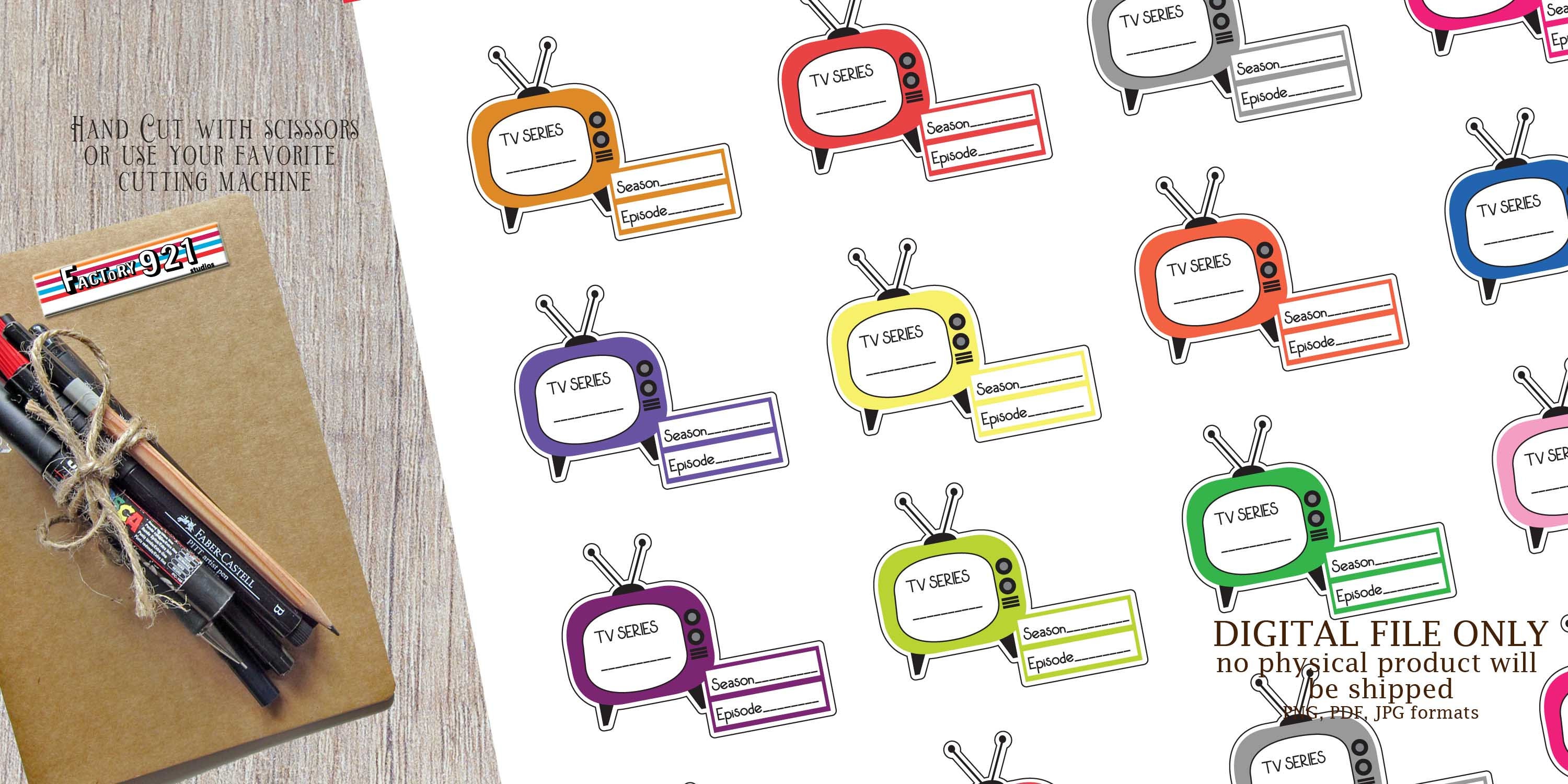 Tv/episodes Planner Stickers/bold Colors/episode Tracker/printable ...