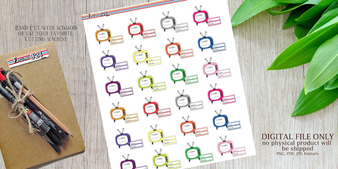 Tv/episodes Planner Stickers/bold Colors/episode Tracker/printable ...