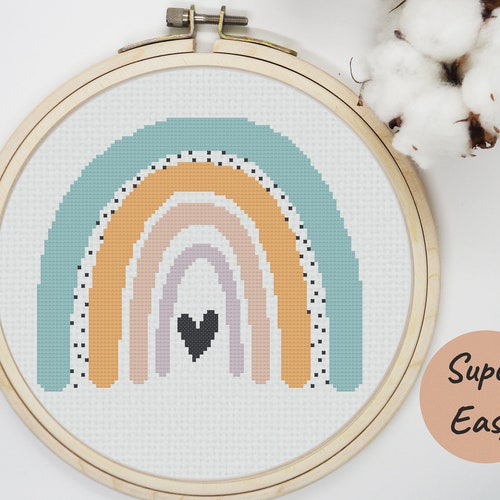 Rainbow Cross Stitch Pattern PDF Instant Download Beginners | Etsy