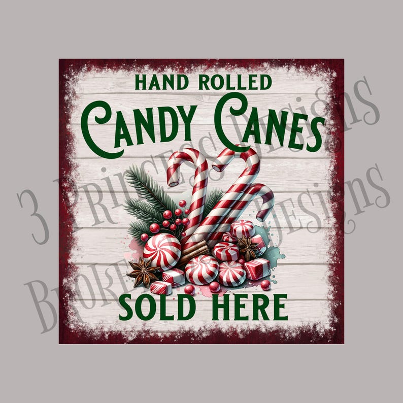 Hand Rolled Candy Canes Sign, Winter Sign - Etsy
