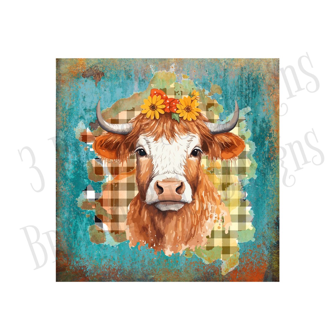 Fall Highland Cow With Flowers, Fall Cow Decor, Wreath Sign - Etsy