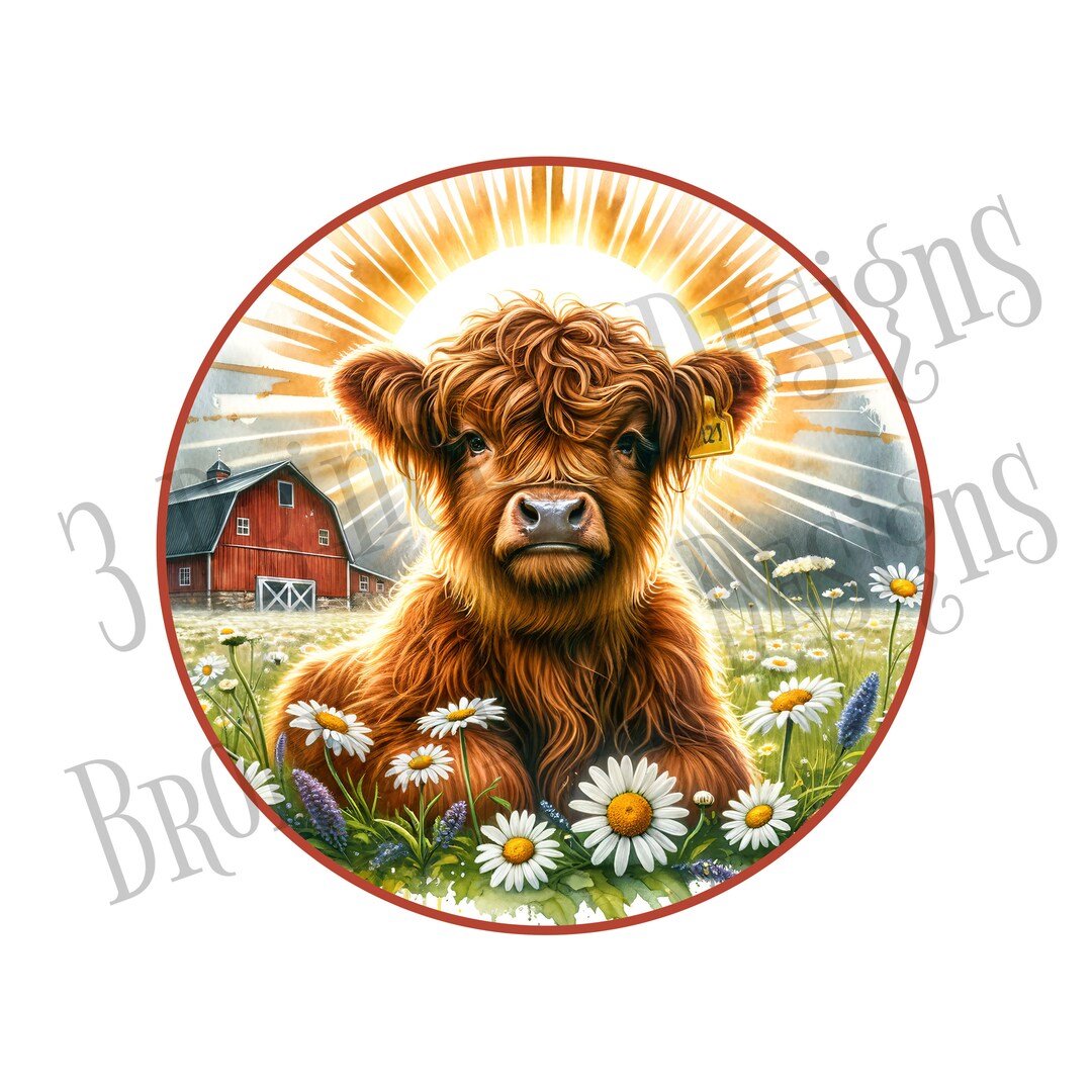 Highland Cow With Red Barn Sign, Farm Decor Sign - Etsy