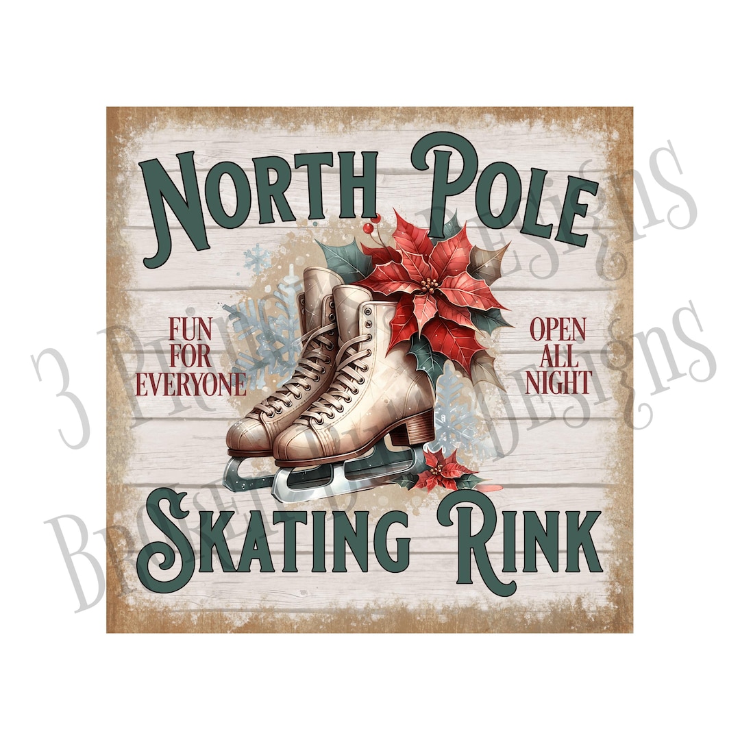 North Pole Skating Rink Sign, Winter Sign - Etsy
