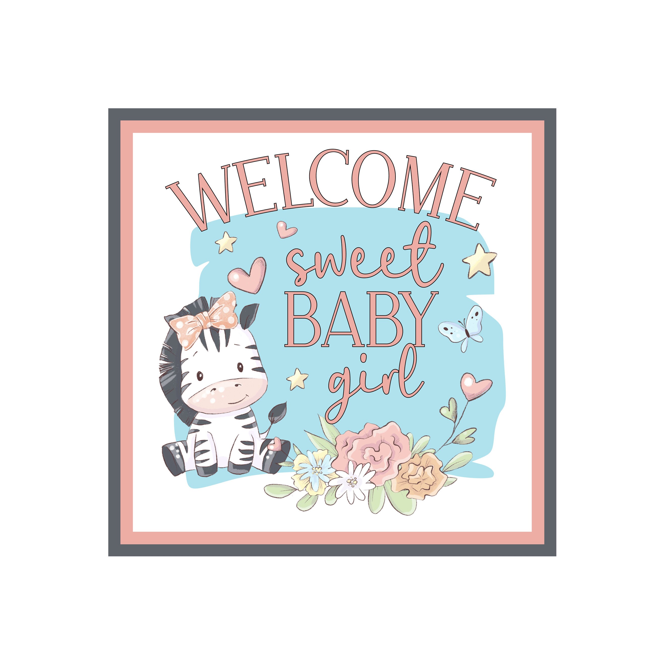 Welcome sweet baby girl sign new baby sign | Etsy