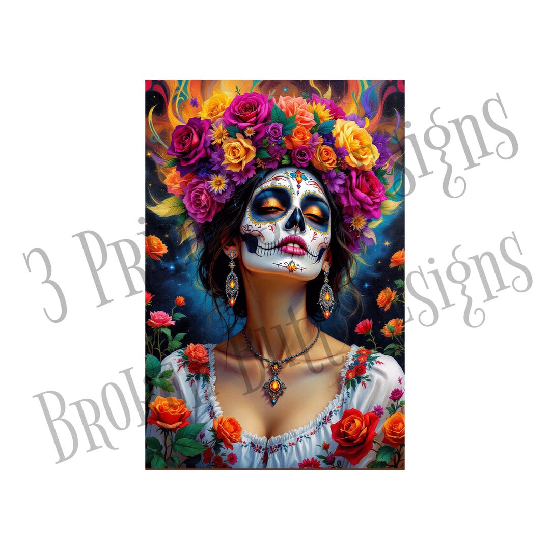 Day of the Dead Lady Metal Sign, Sugar Skull Decor - Etsy