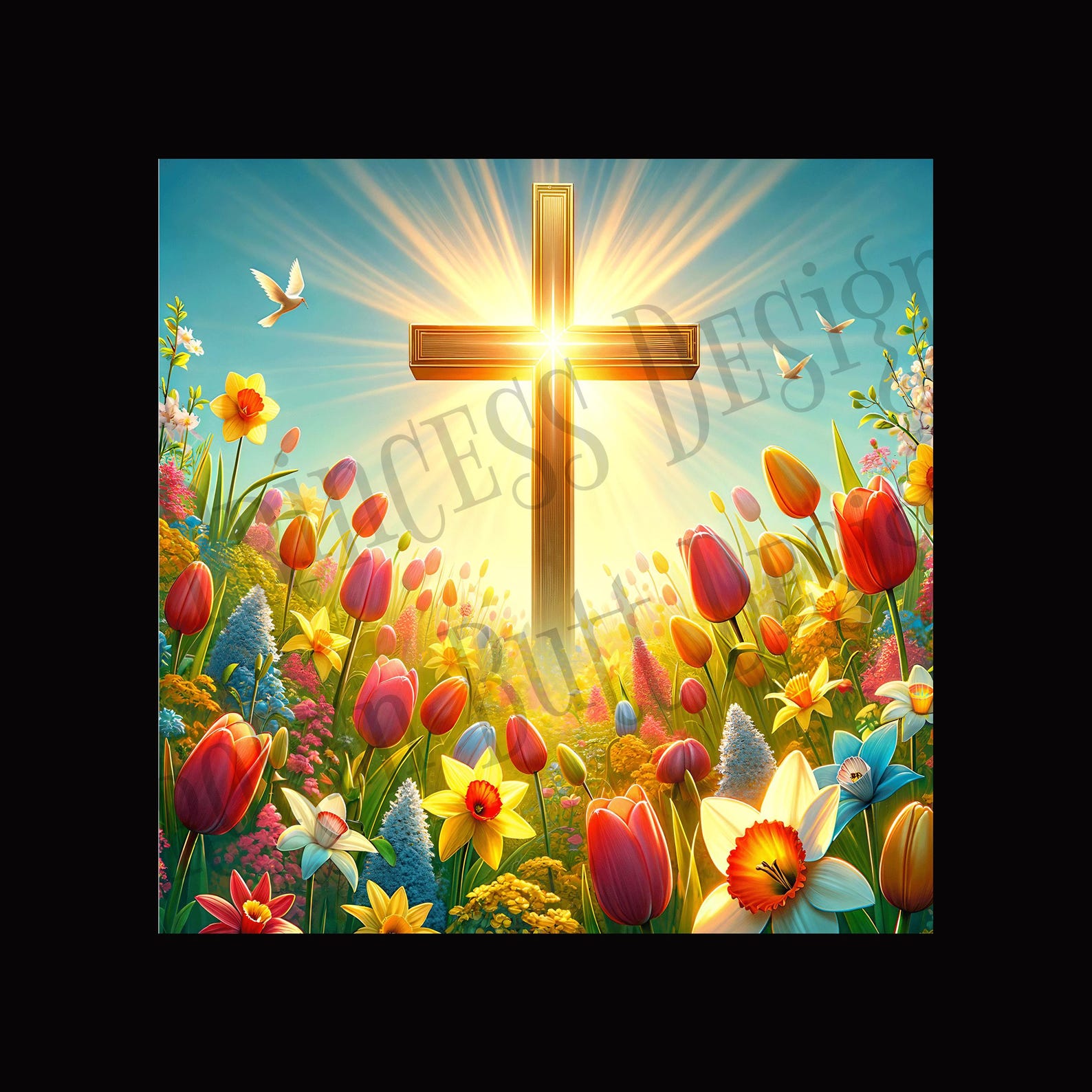 Cross in Tulip Field Sign, Spring Easter Decor - Etsy