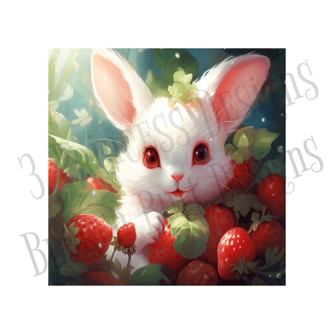 Bunny With Strawberries Sign, Garden Bunny Wreath Sign - Etsy