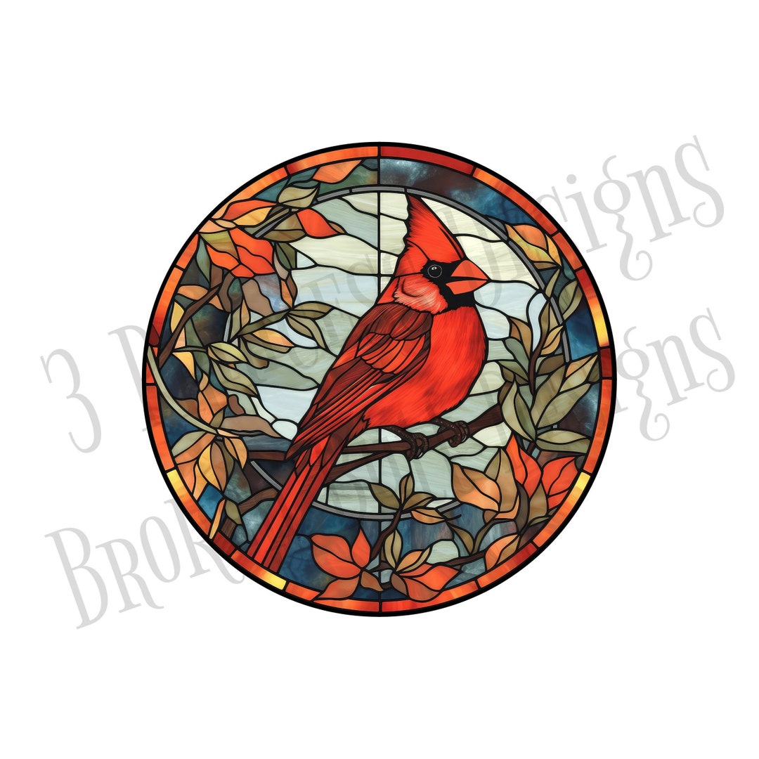 Cardinal Sign, Faux Stained Red Cardinal Decor, Winter Bird Sign ...