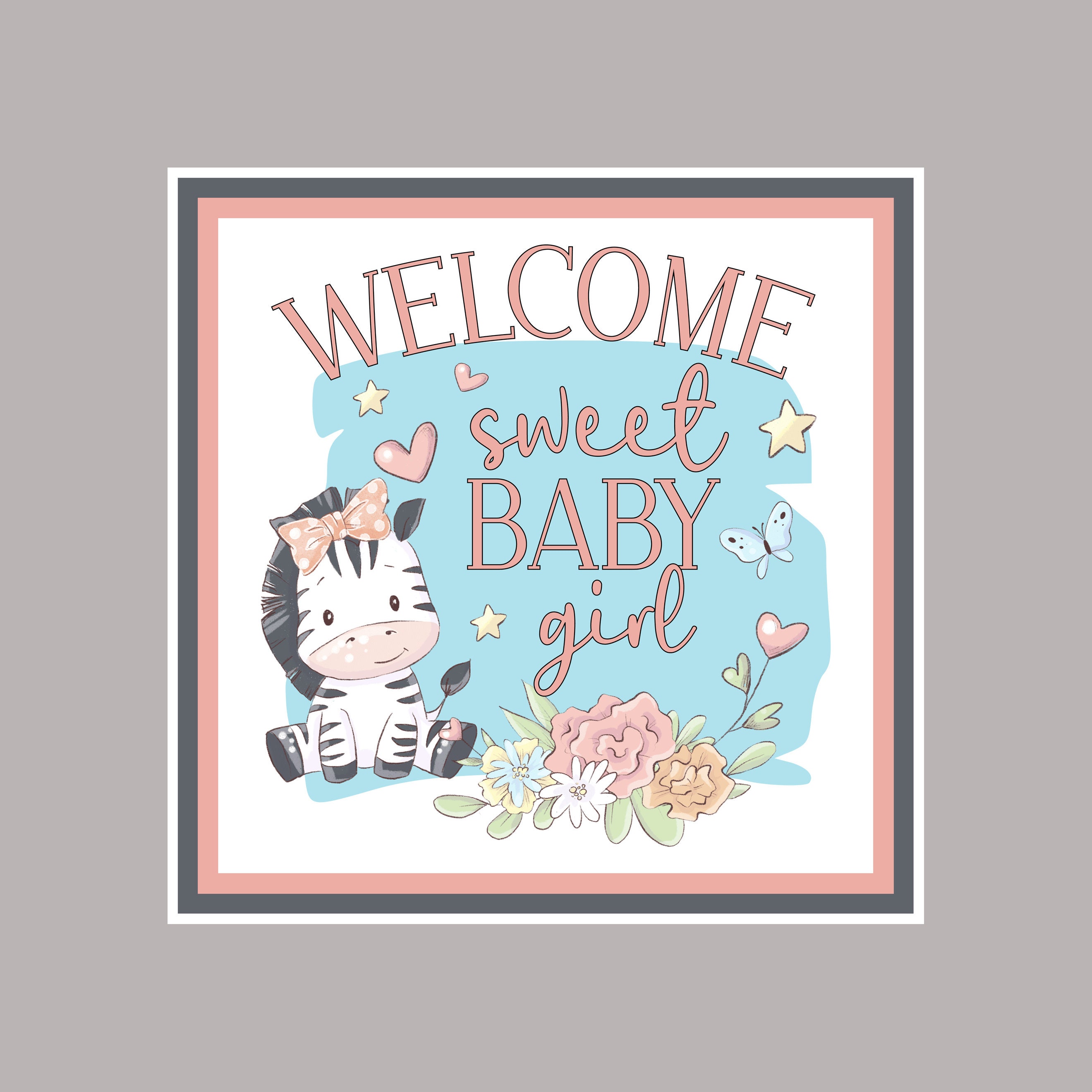 Welcome sweet baby girl sign new baby sign | Etsy