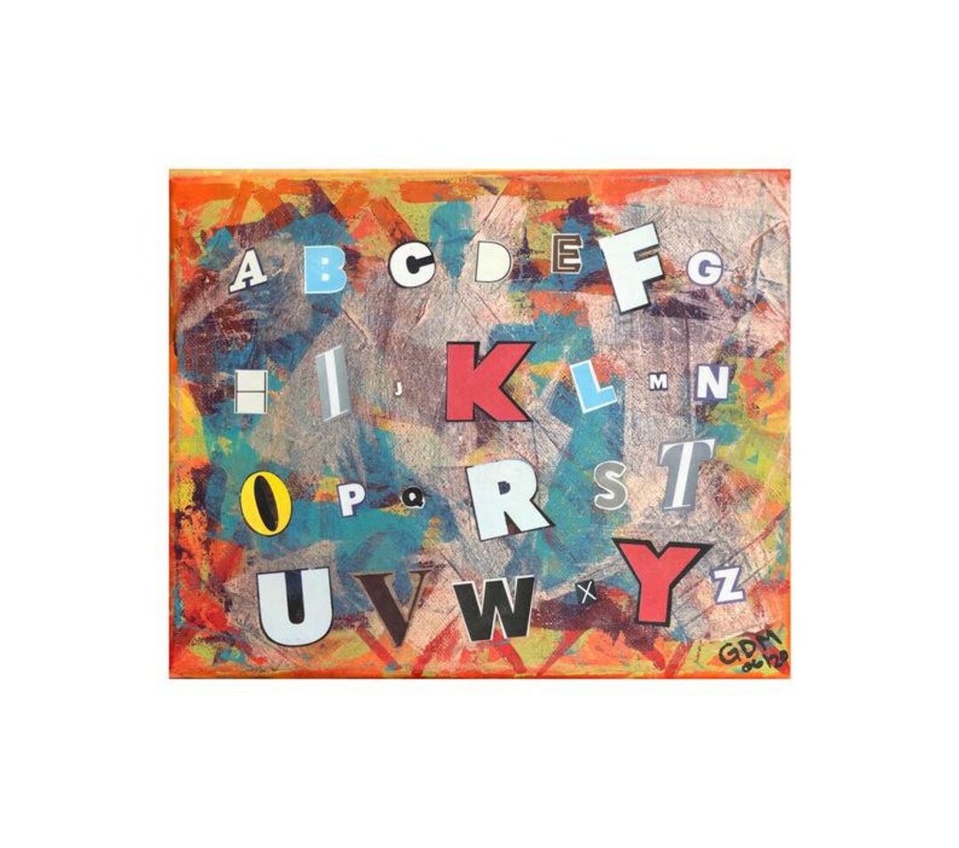 Abstract Alphabet Acrylic Painting – Colorful Paper Collage, 8x10 - Etsy