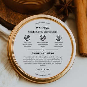 Editable Candle Warning Label Template, Printable Candle Safety Sticker ...